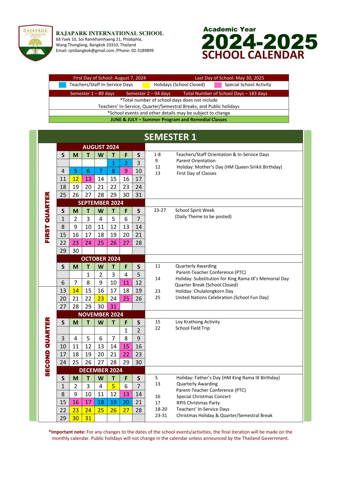 Calendar – RPIS